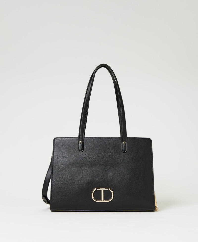 Shopper with Oval T Woman, Black | TWINSET Milano