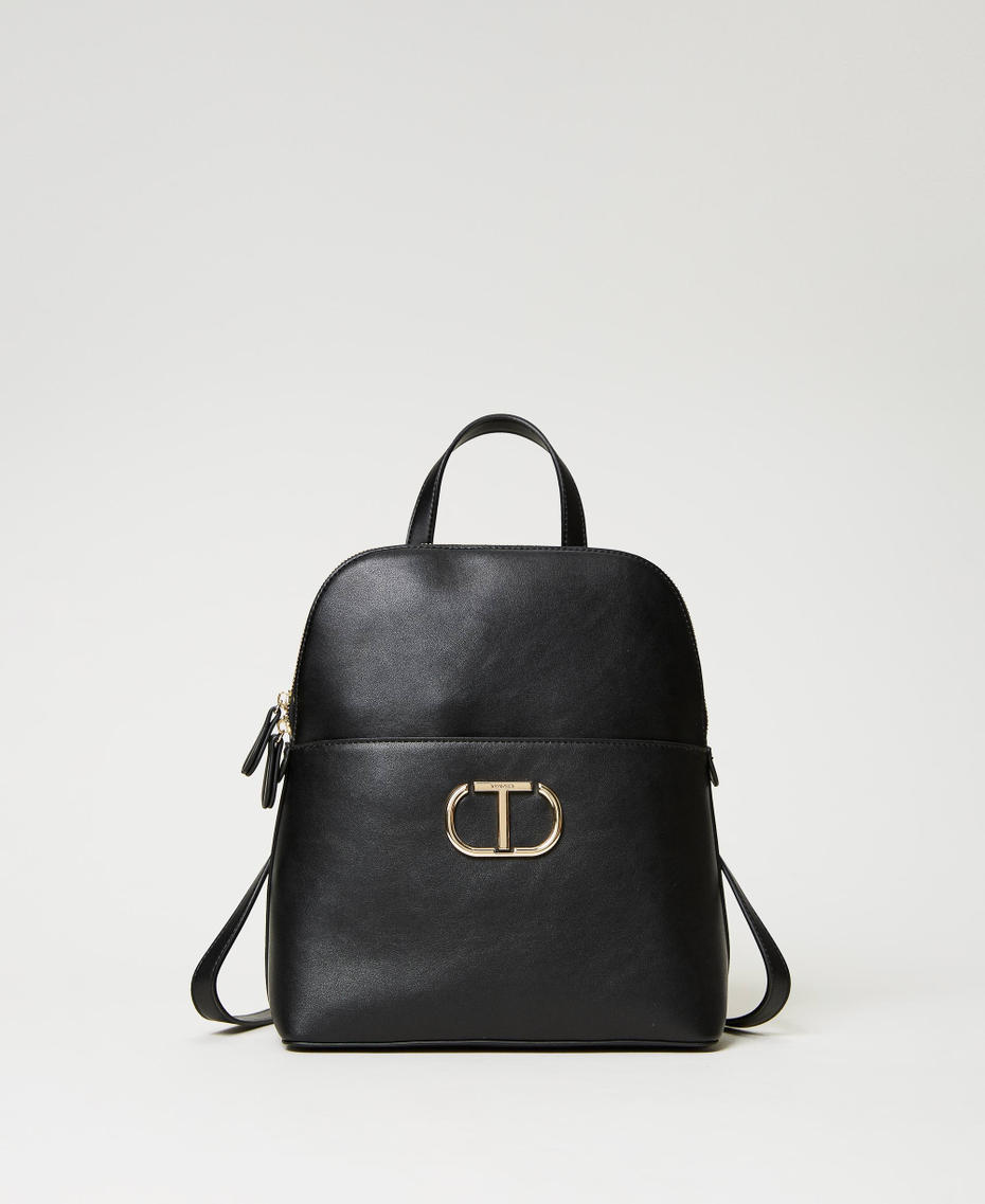 Backpack with metal Oval T Woman, Black | TWINSET Milano