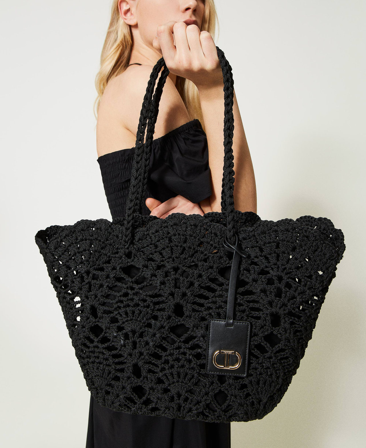 Borsa shopper crochet Donna, Nero | TWINSET Milano