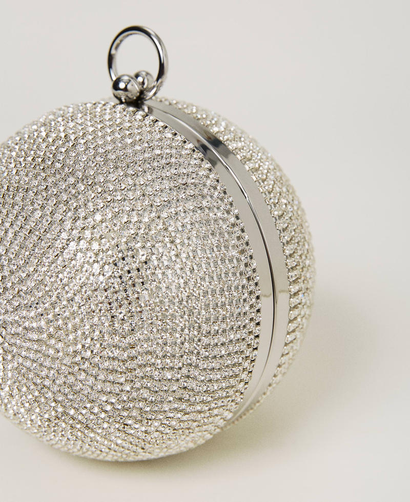 Bolso clutch de esfera con strass Mujer, Plata | TWINSET Milano