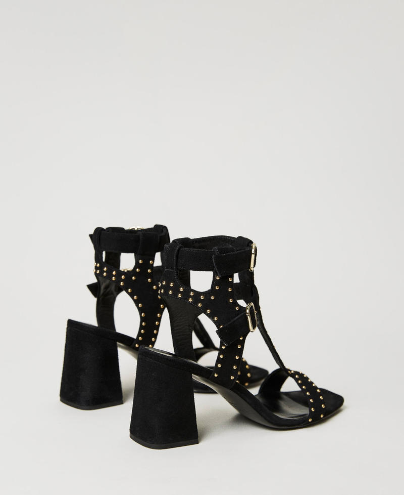 Sandali in pelle scamosciata con borchie Donna, Nero | TWINSET Milano