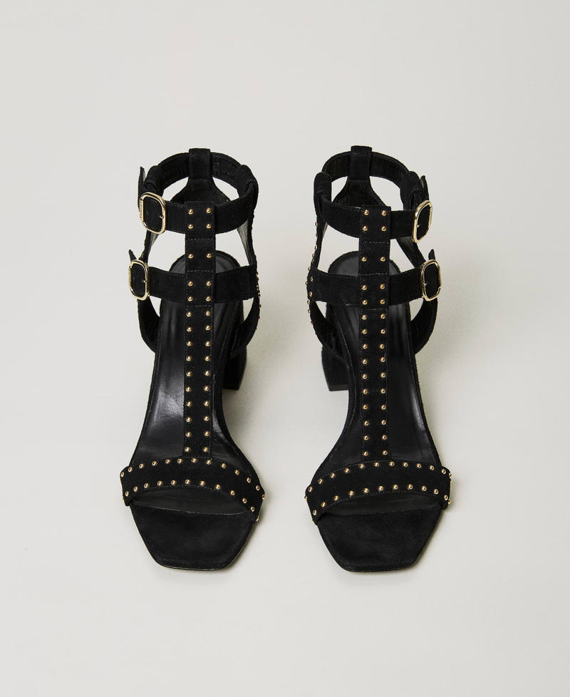 Sandali in pelle scamosciata con borchie Donna, Nero | TWINSET Milano