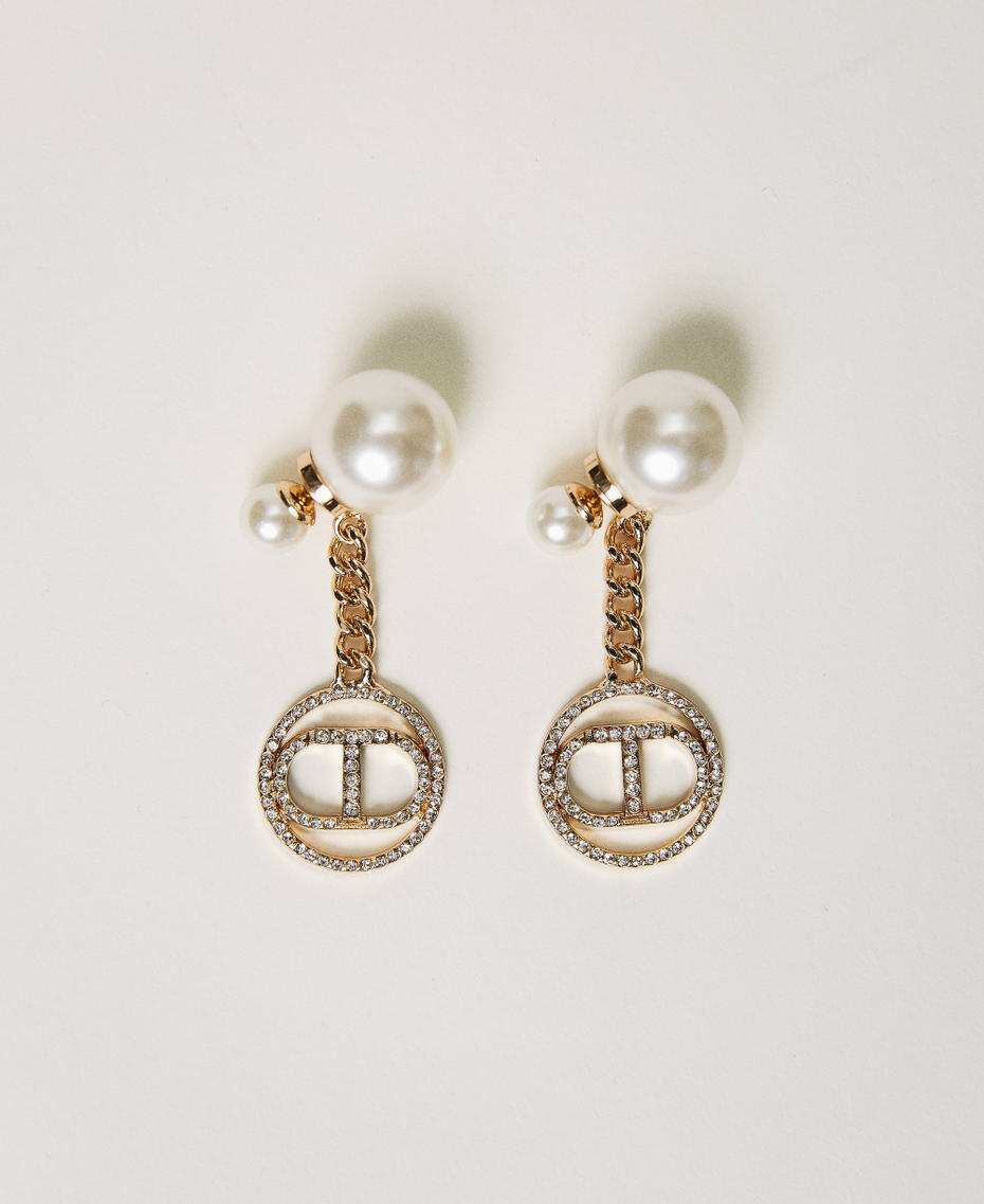 Orecchini con perle e Oval T Donna, Oro | TWINSET Milano