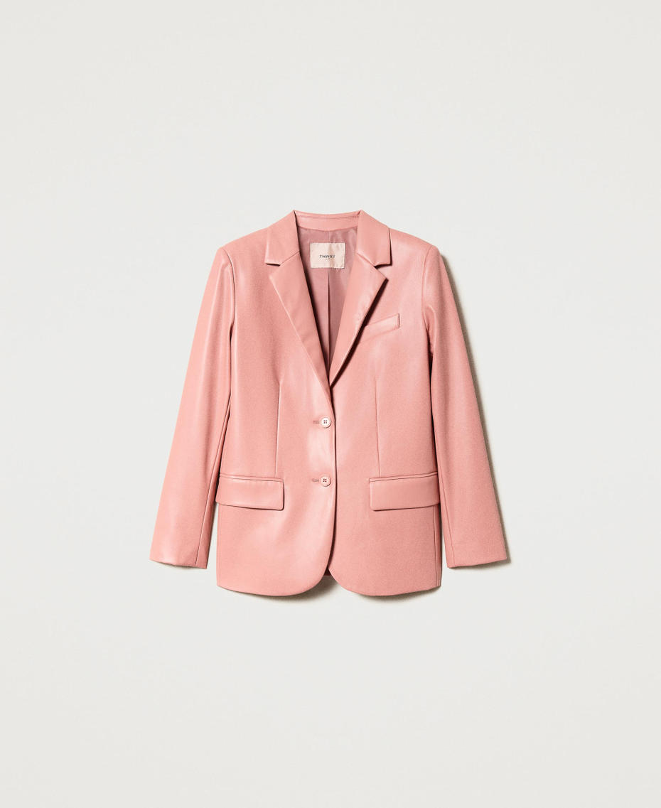 Giacca blazer effetto pelle Donna, Rosa | TWINSET Milano