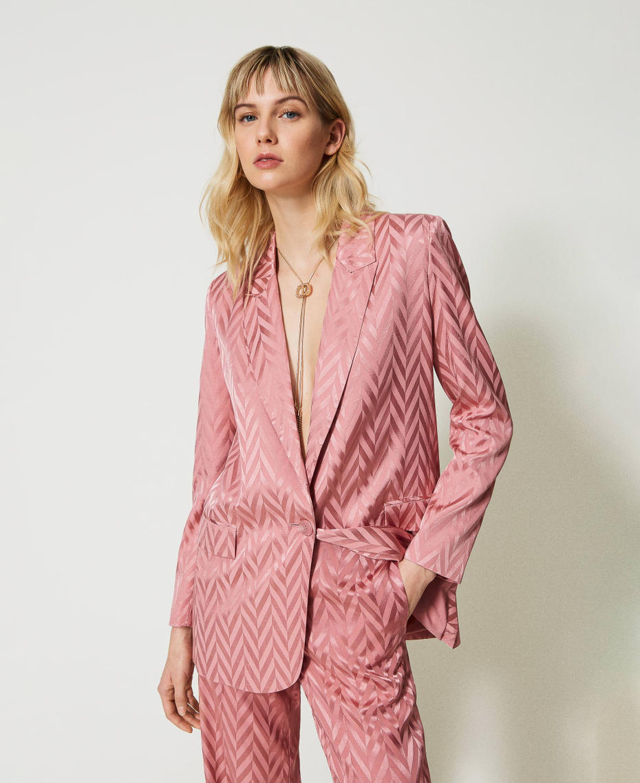 Giacca blazer jacquard chevron Donna, Rosa | TWINSET Milano