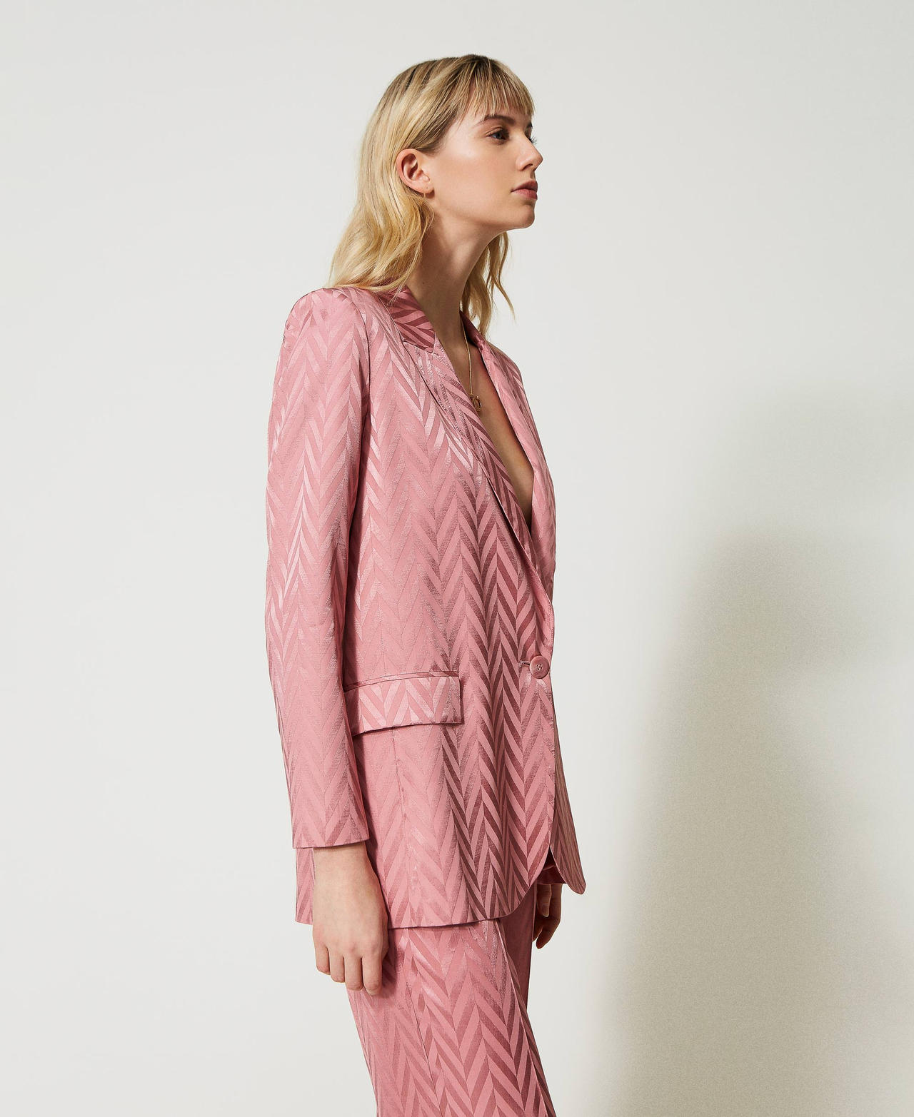 Giacca blazer jacquard chevron Donna, Rosa | TWINSET Milano
