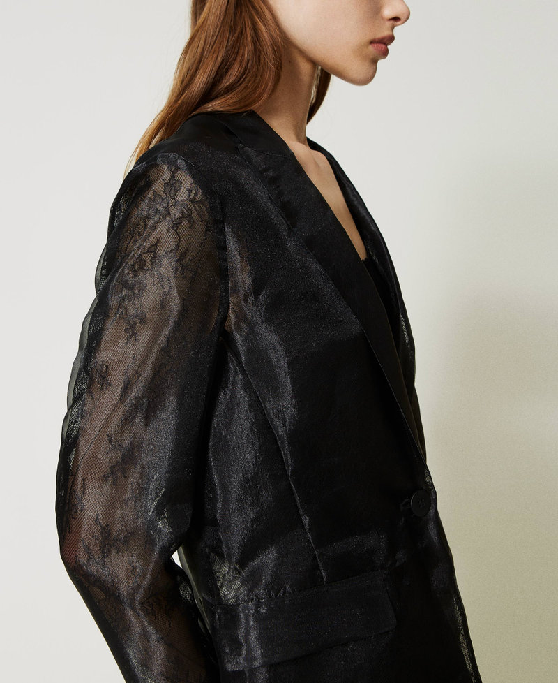 Organza and lace blazer Woman, Black | TWINSET Milano
