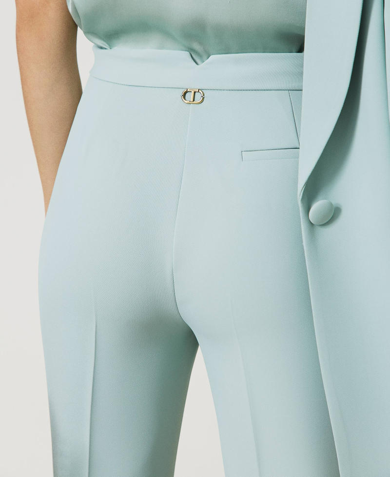 Crêpe cady flared trousers Woman, Green | TWINSET Milano
