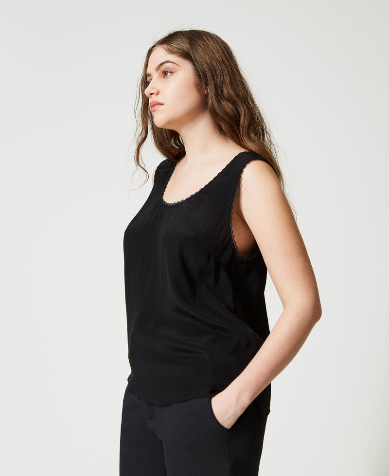 Top de seda mixta Mujer, Negro | TWINSET Milano