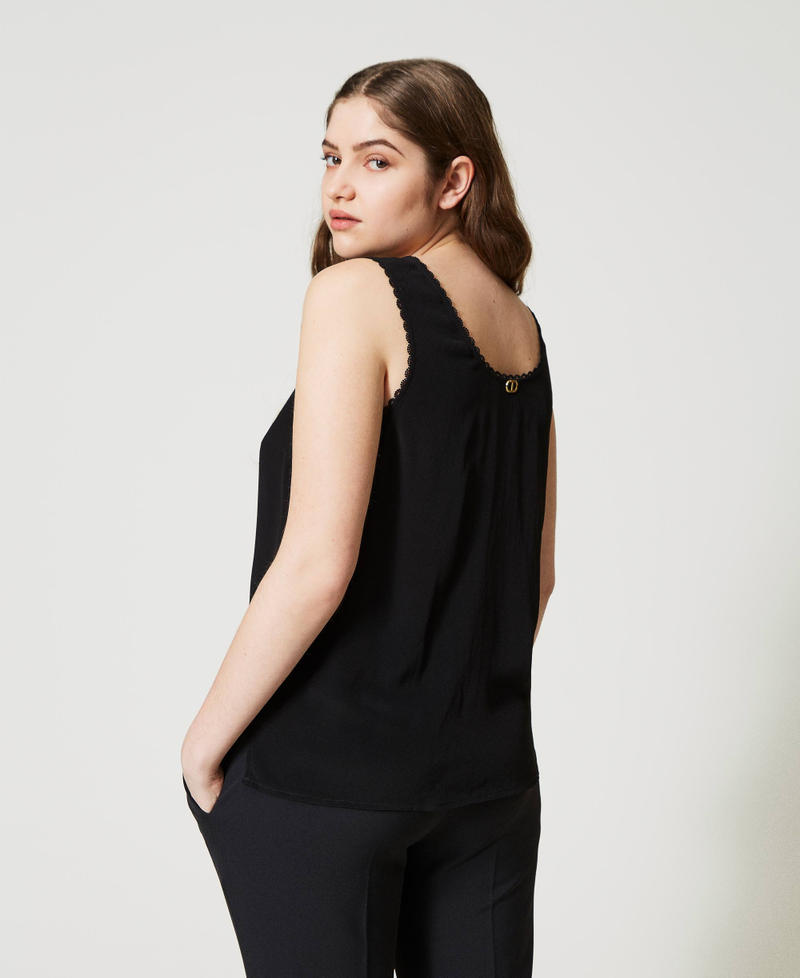 Top de seda mixta Mujer, Negro | TWINSET Milano