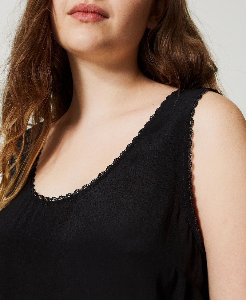 Top de seda mixta Mujer, Negro | TWINSET Milano