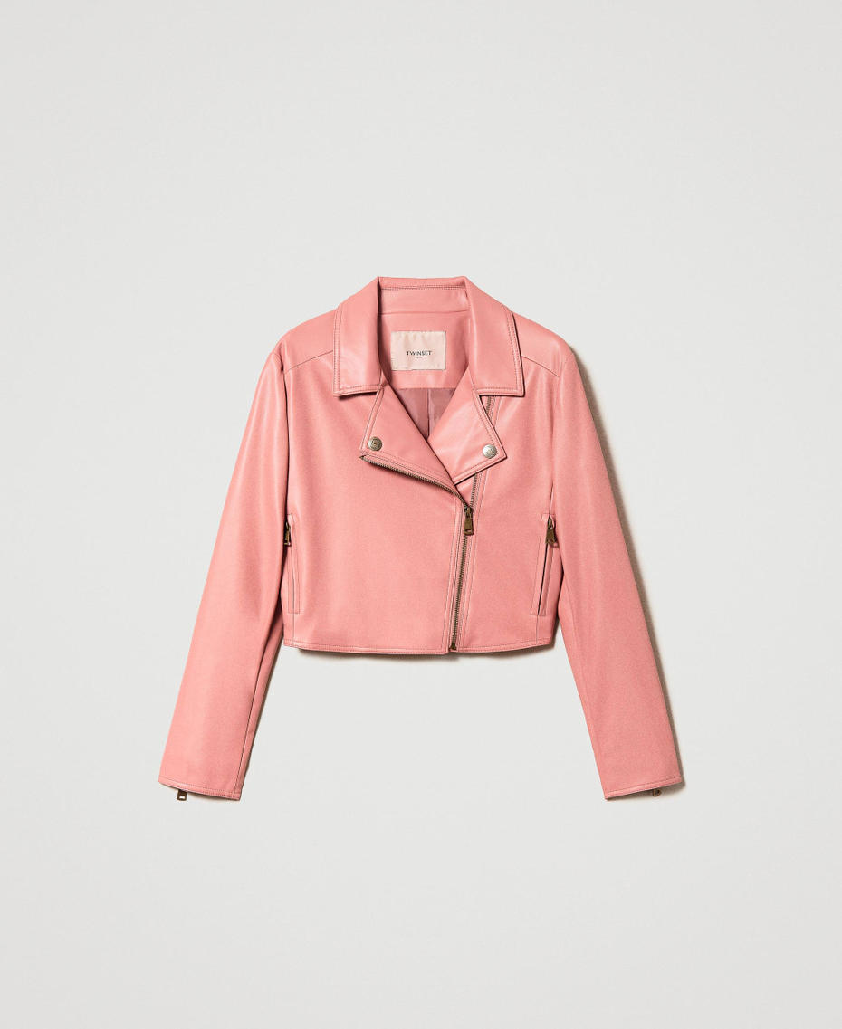 Cazadora de efecto piel Mujer, Rosa | TWINSET Milano