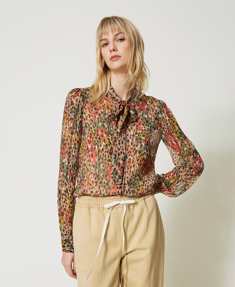 Hemd aus Krepon mit Animaldessin Frau, Gemustert | TWINSET Milano