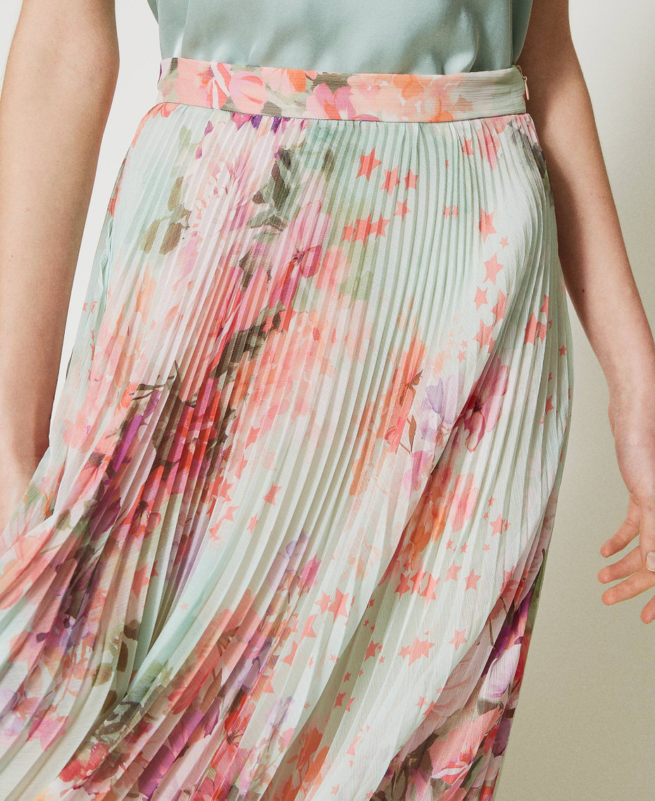 Gonna lunga in creponne plissé Donna, Azzurro | TWINSET Milano