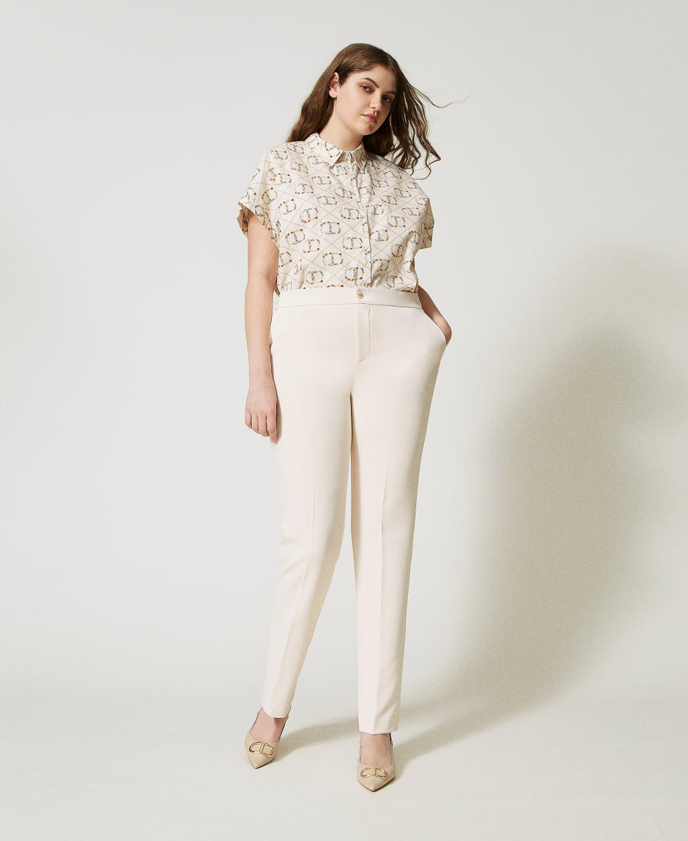 Crepe cady cigarette trousers Woman White TWINSET Milano