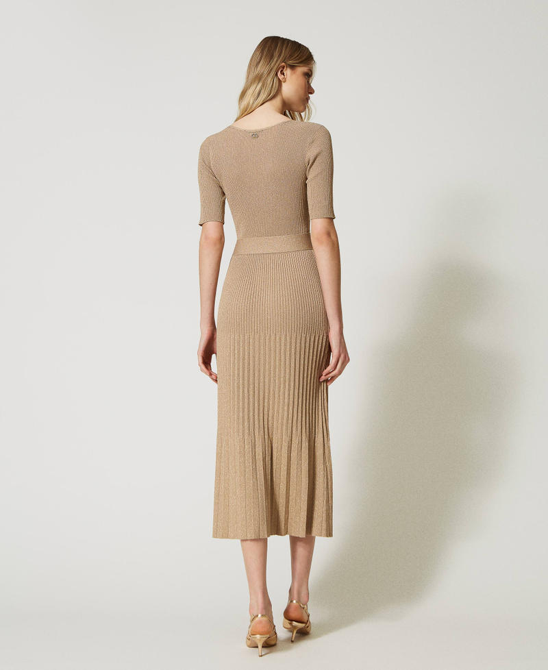 Abito longuette in maglia lurex Donna, Beige | TWINSET Milano