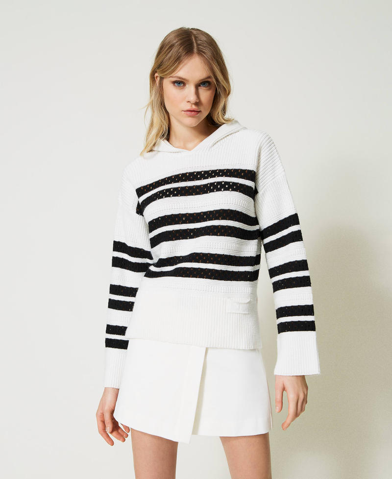 Jersey boxy de tejido Treecot Mujer, Blanco | TWINSET Milano