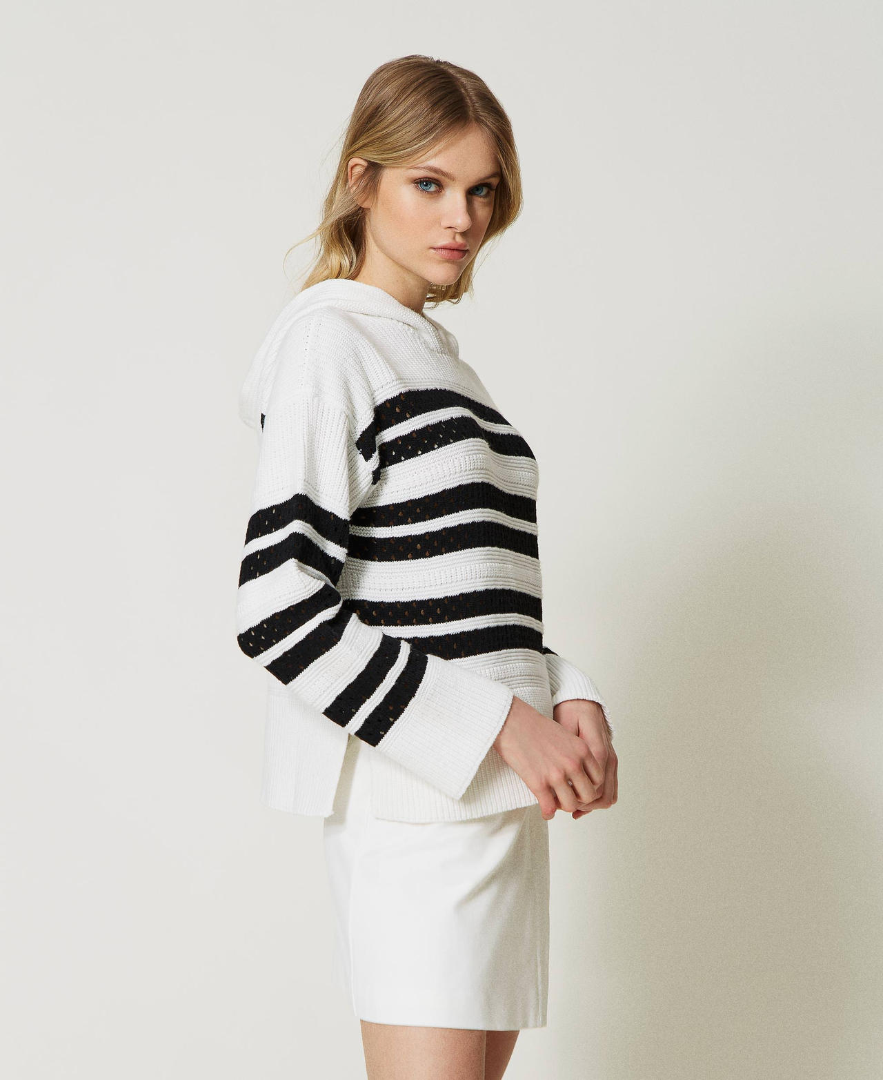 Jersey boxy de tejido Treecot Mujer, Blanco | TWINSET Milano