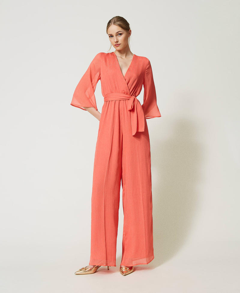 Lurex creponne jumpsuit Woman, Pink | TWINSET Milano