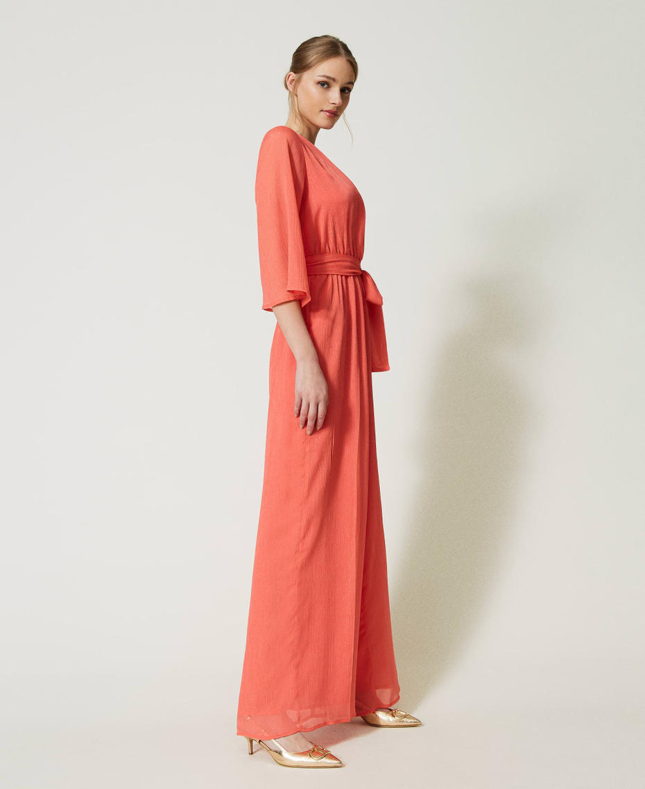 Mono de crespón y lúrex Mujer, Rosa | TWINSET Milano