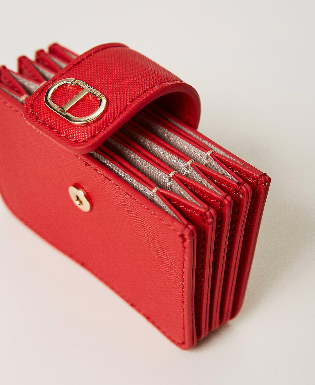 Tarjetero con correa y Oval T Mujer, Rojo | TWINSET Milano