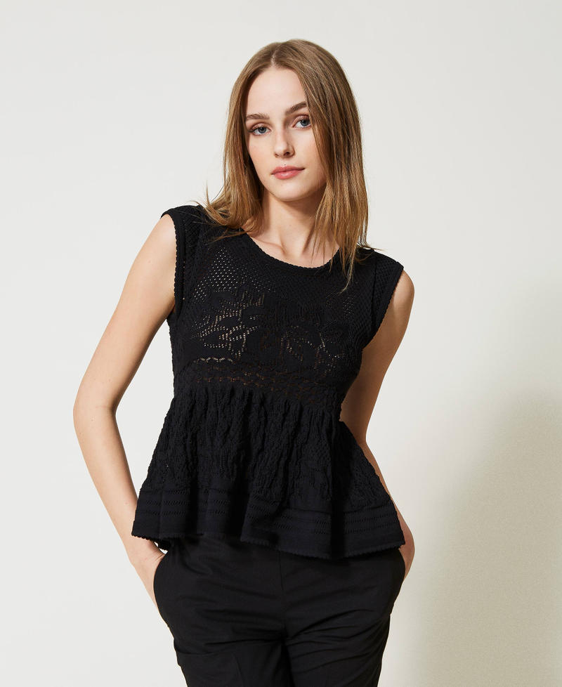 Knit godet top Woman, Black | TWINSET Milano
