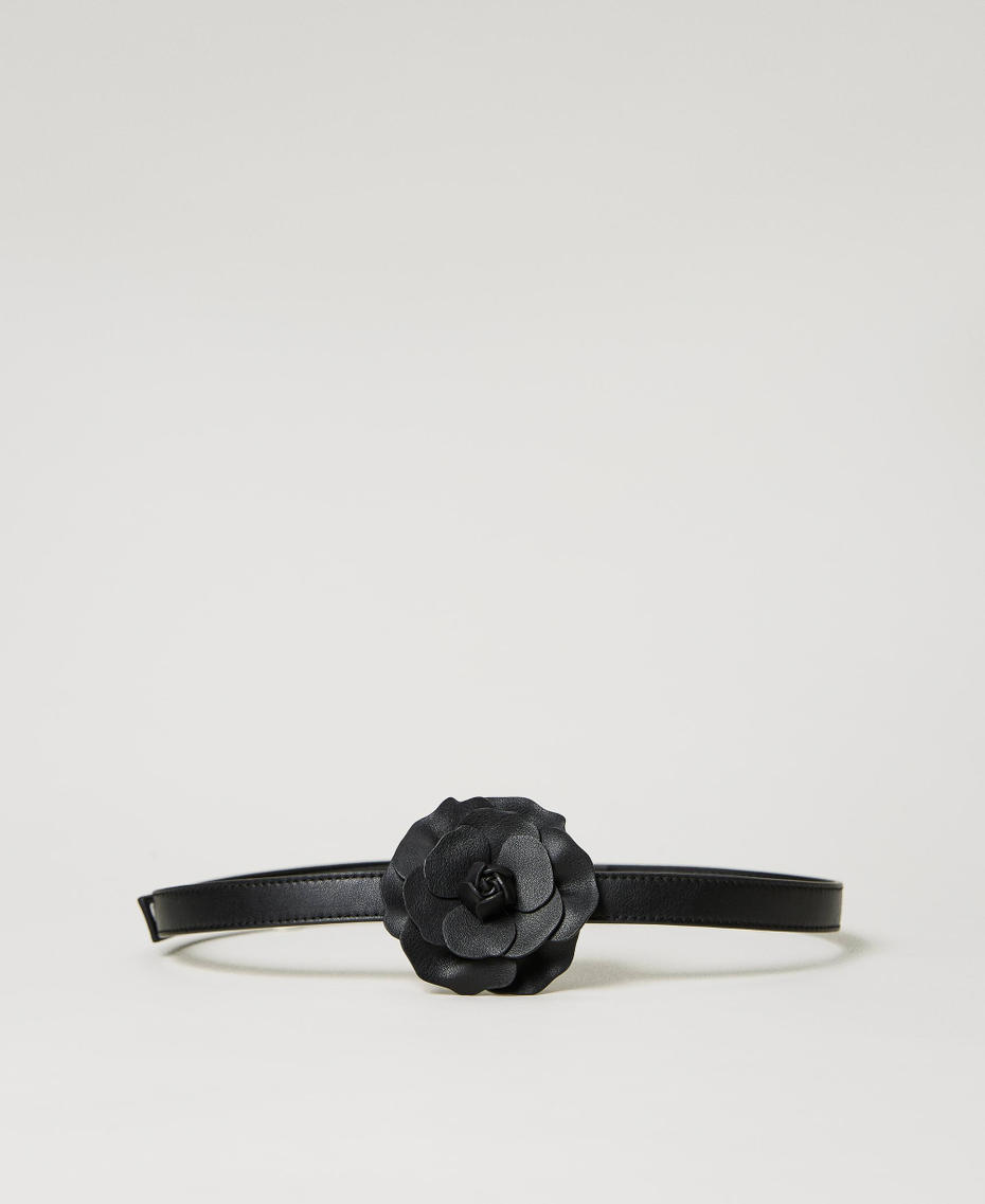 Belt with flower Woman, Black | TWINSET Milano
