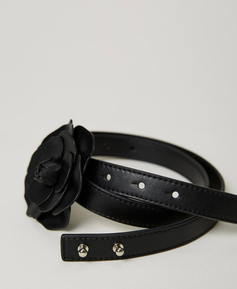 Belt with flower Woman, Black | TWINSET Milano