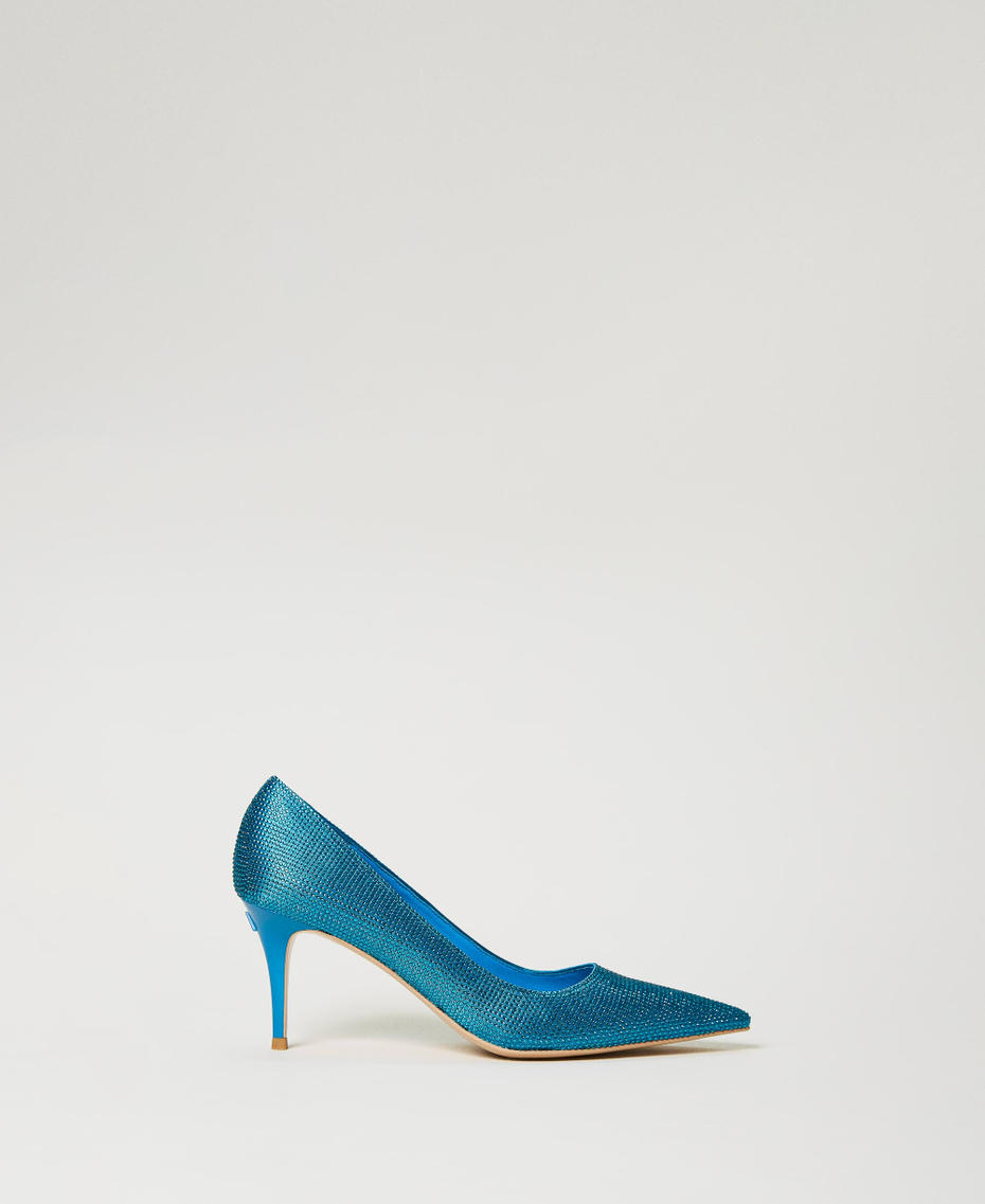 Pumps mit Alloverstrass Frau, Blau | TWINSET Milano