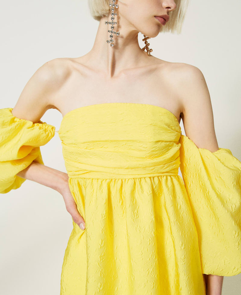 Abito corto in taffetà embossed Donna, Giallo | TWINSET Milano