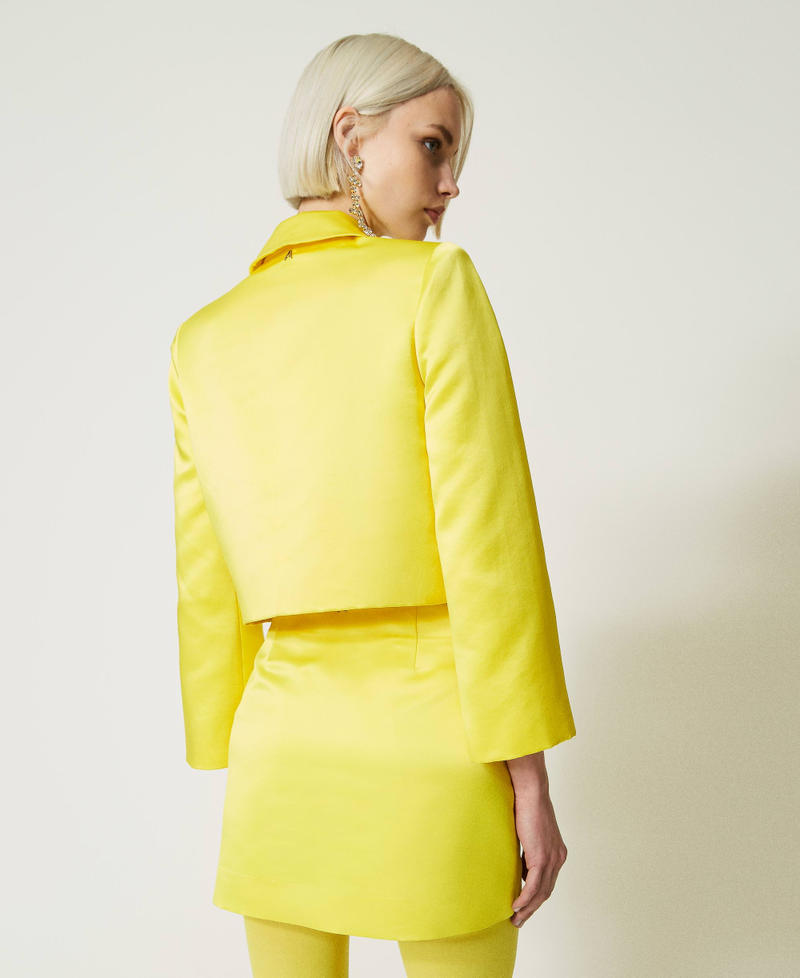 Duchesse miniskirt with roses Woman, Yellow | TWINSET Milano