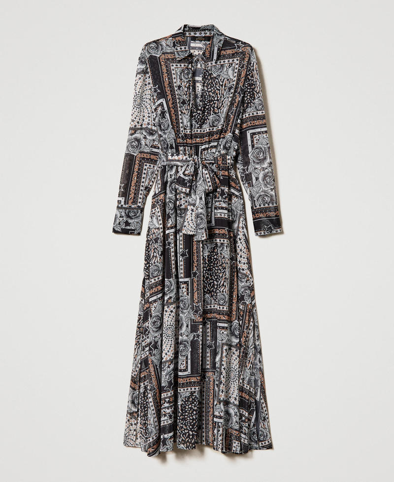 Long printed creponne dress Woman, Patterned | TWINSET Milano