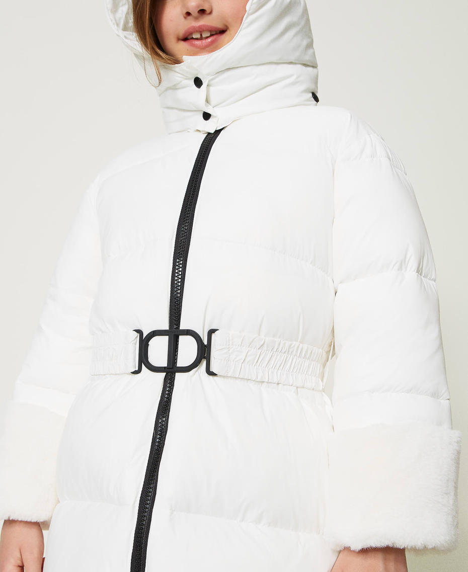 Piumino lungo con faux fur Bambina, Bianco | TWINSET Milano Piumino lungo con faux fur Bambina, Bianco | TWINSET Milano