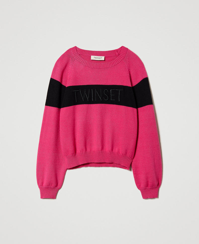 Maglia con logo ricamato Bambina, Fucsia | TWINSET Milano