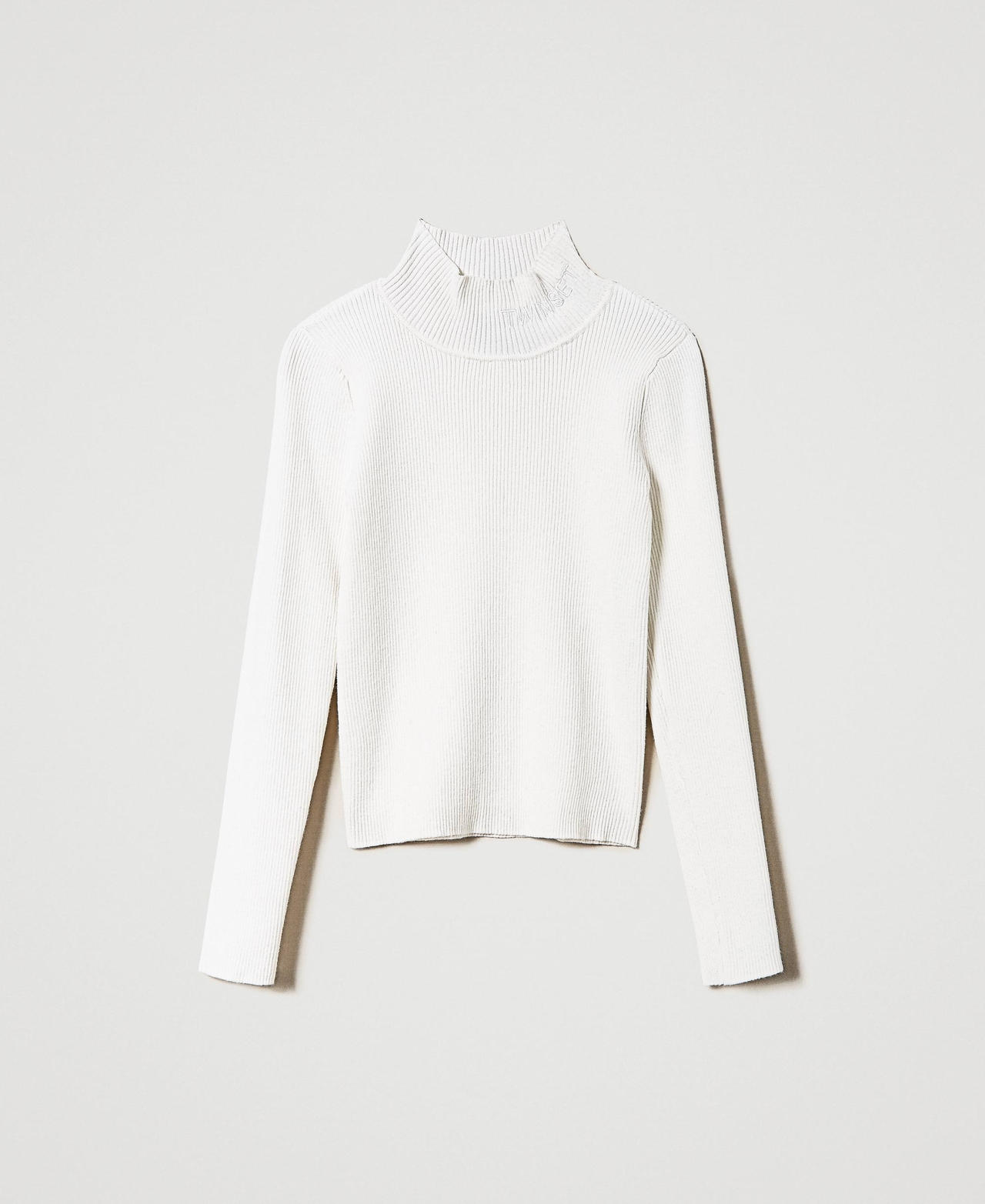 Ribbed turtleneck jumper Girl, White | TWINSET Milano