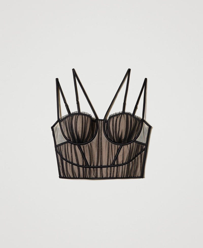 Bustino in tulle plissé Donna, Nero | TWINSET Milano