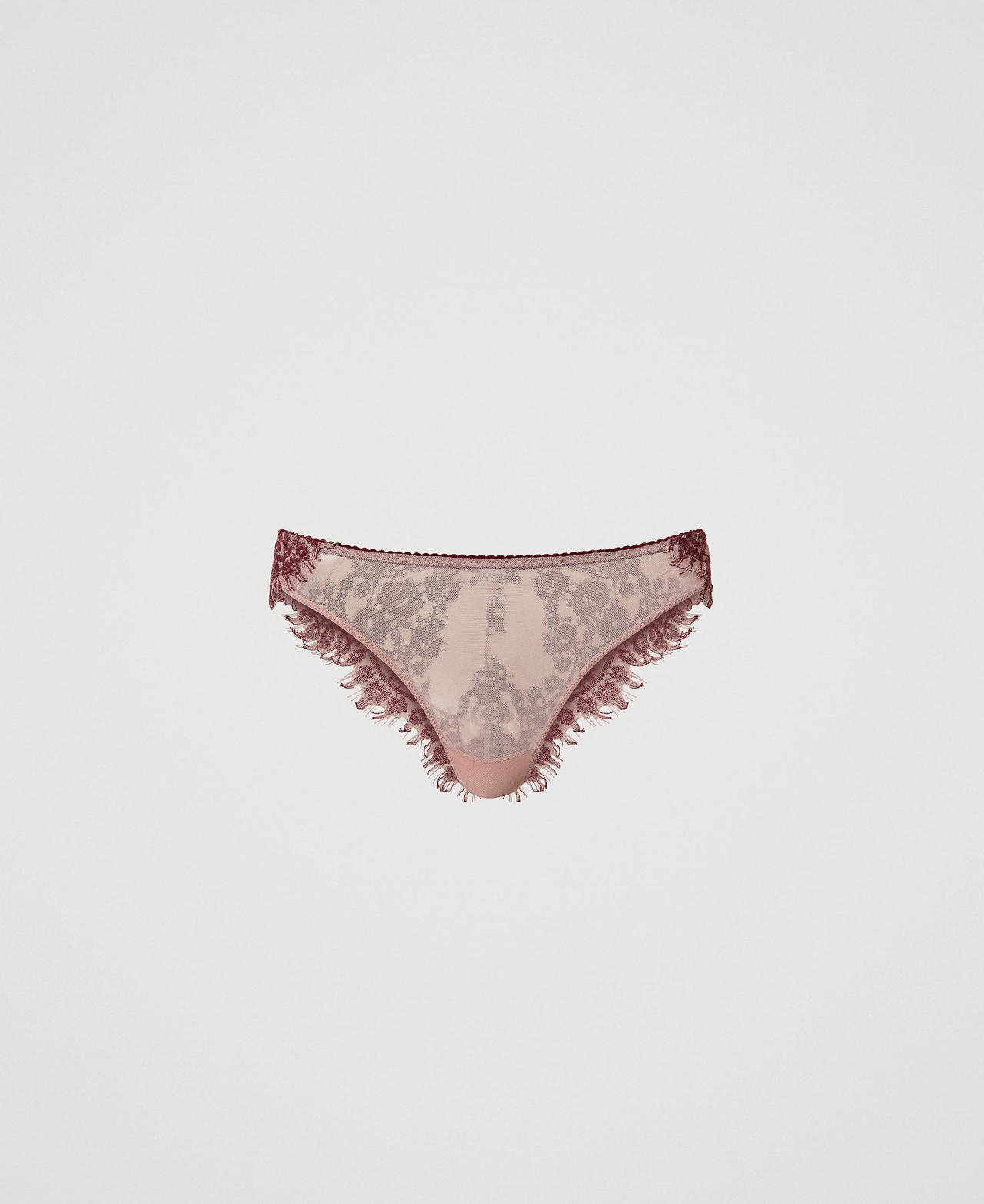 Slip brésilien en tulle et dentelle Femme, Rose | TWINSET Milano