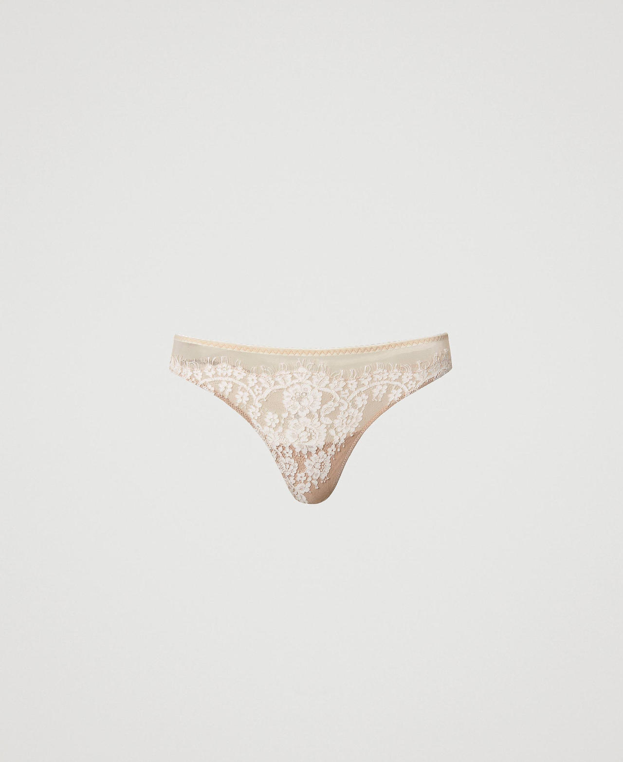 String en tulle et dentelle Femme, Beige | TWINSET Milano