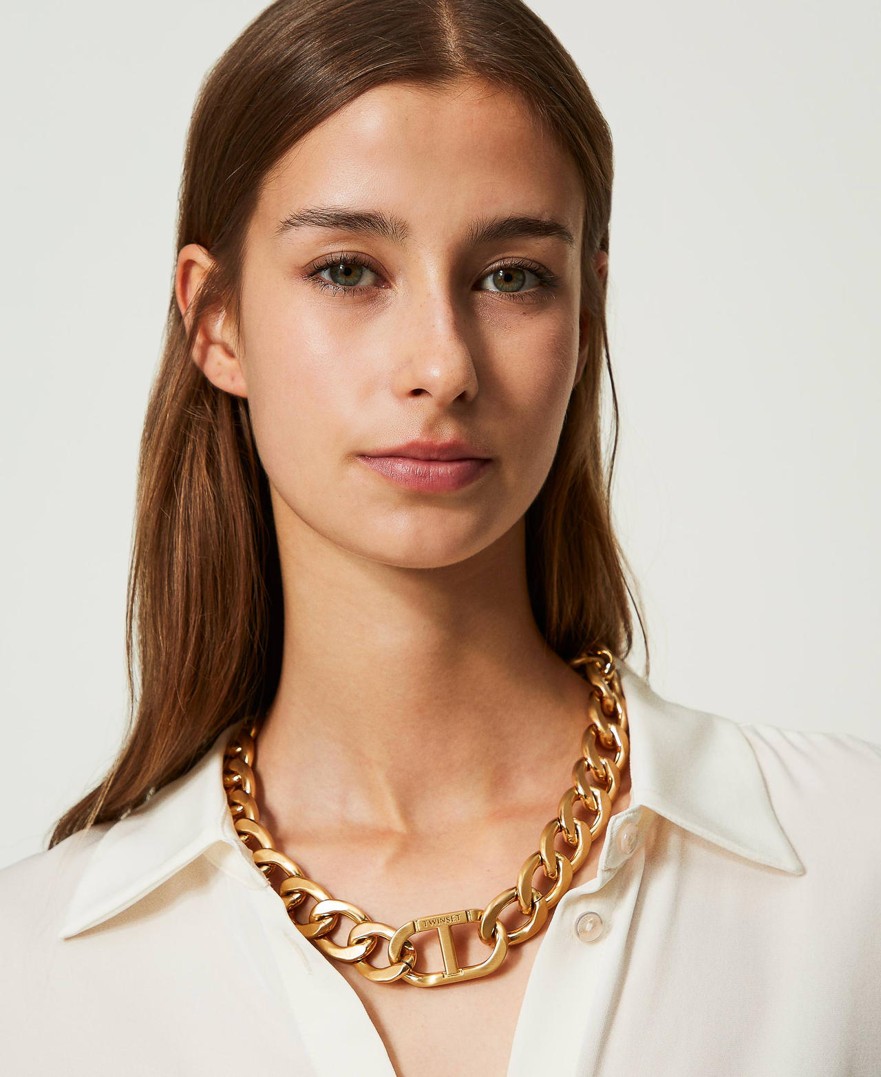 Chain choker with Oval T Woman, Gold | TWINSET Milano