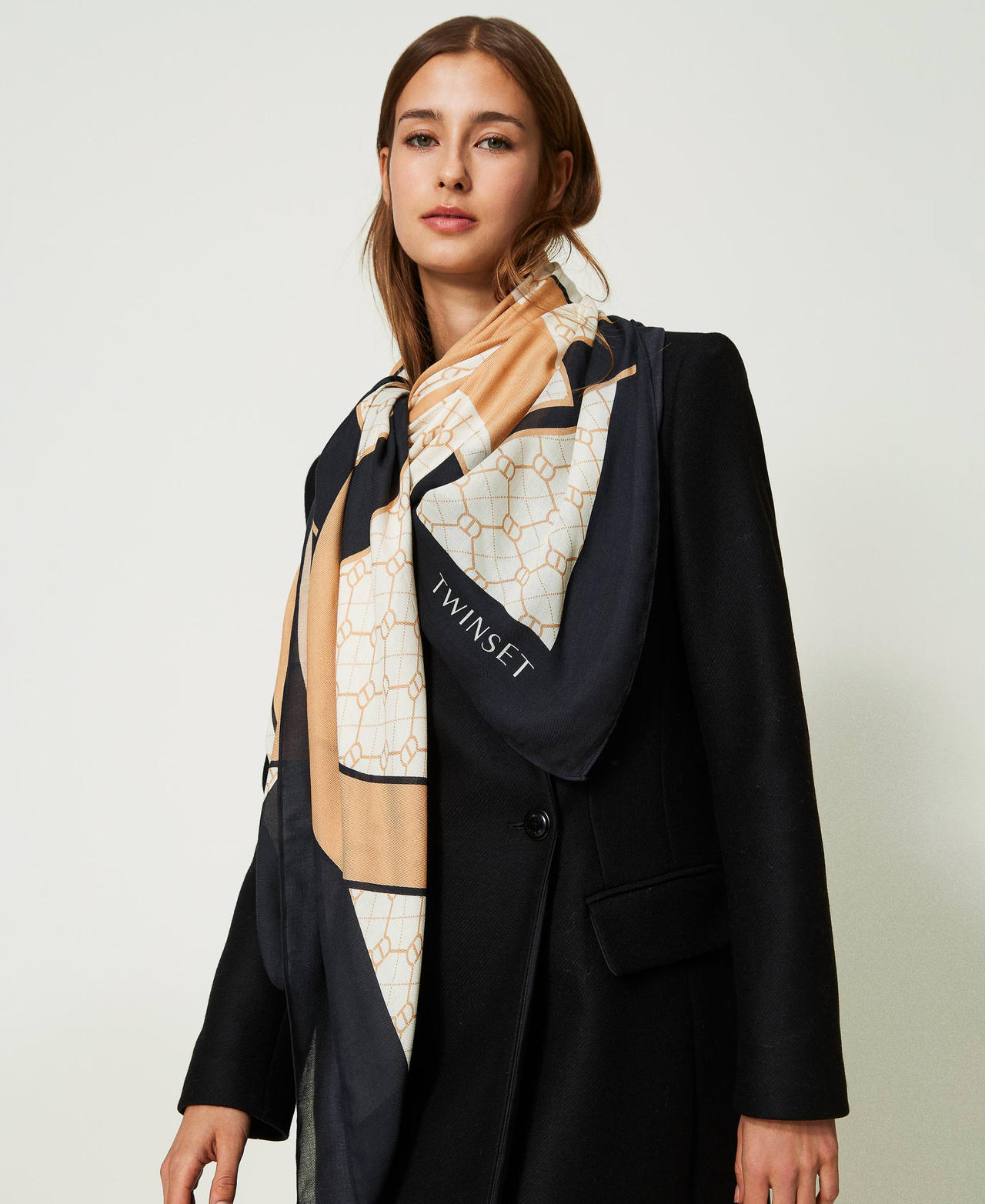 Kefiah con stampa Oval T Donna, Fantasia | TWINSET Milano