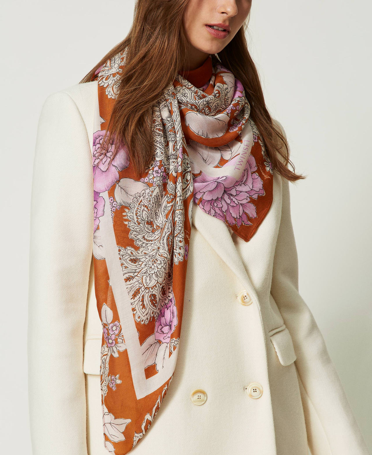 Kefiah con stampa a fiori Donna, Fantasia | TWINSET Milano