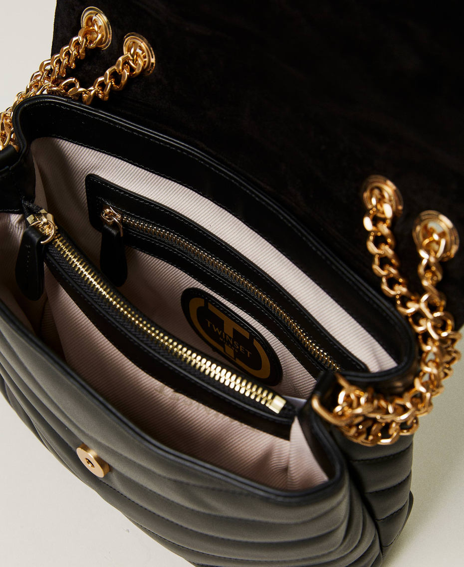 ‘Dreamy’ leather shoulder bag Woman, Black | TWINSET Milano