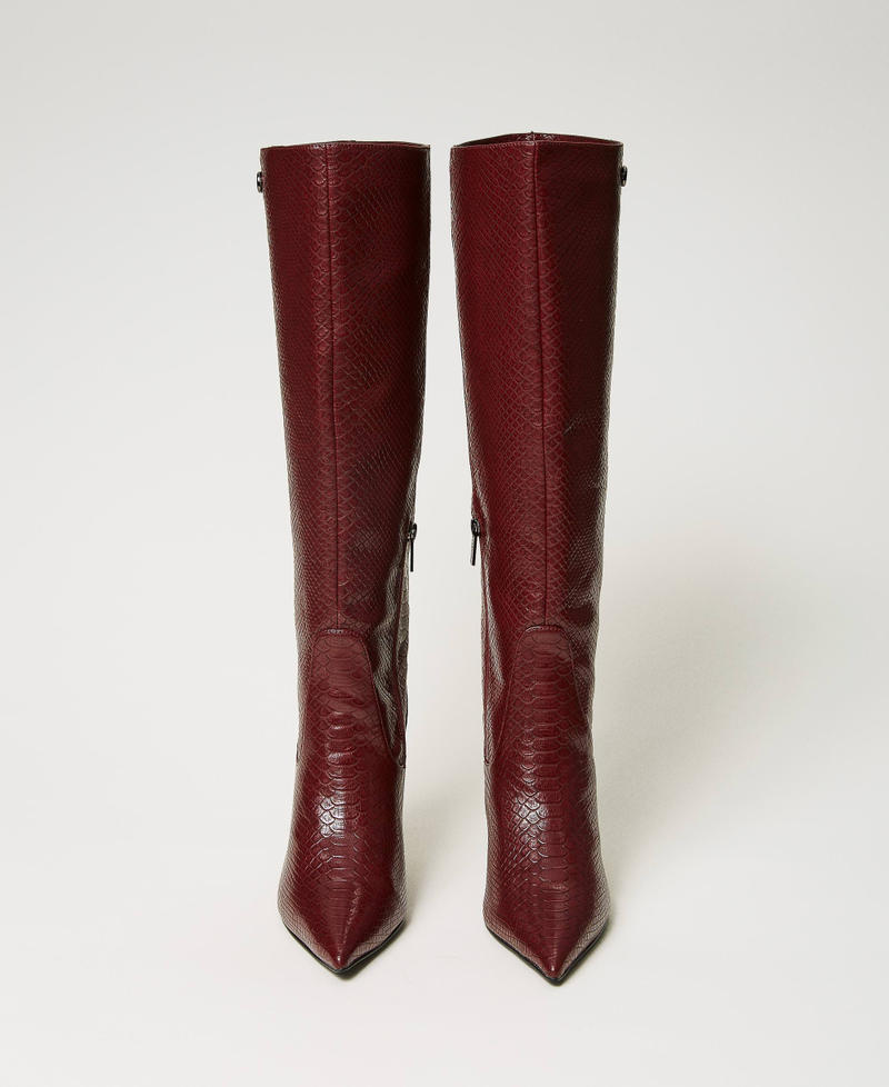 Bottes à talons avec imprimé croco Femme, Marron | TWINSET Milano