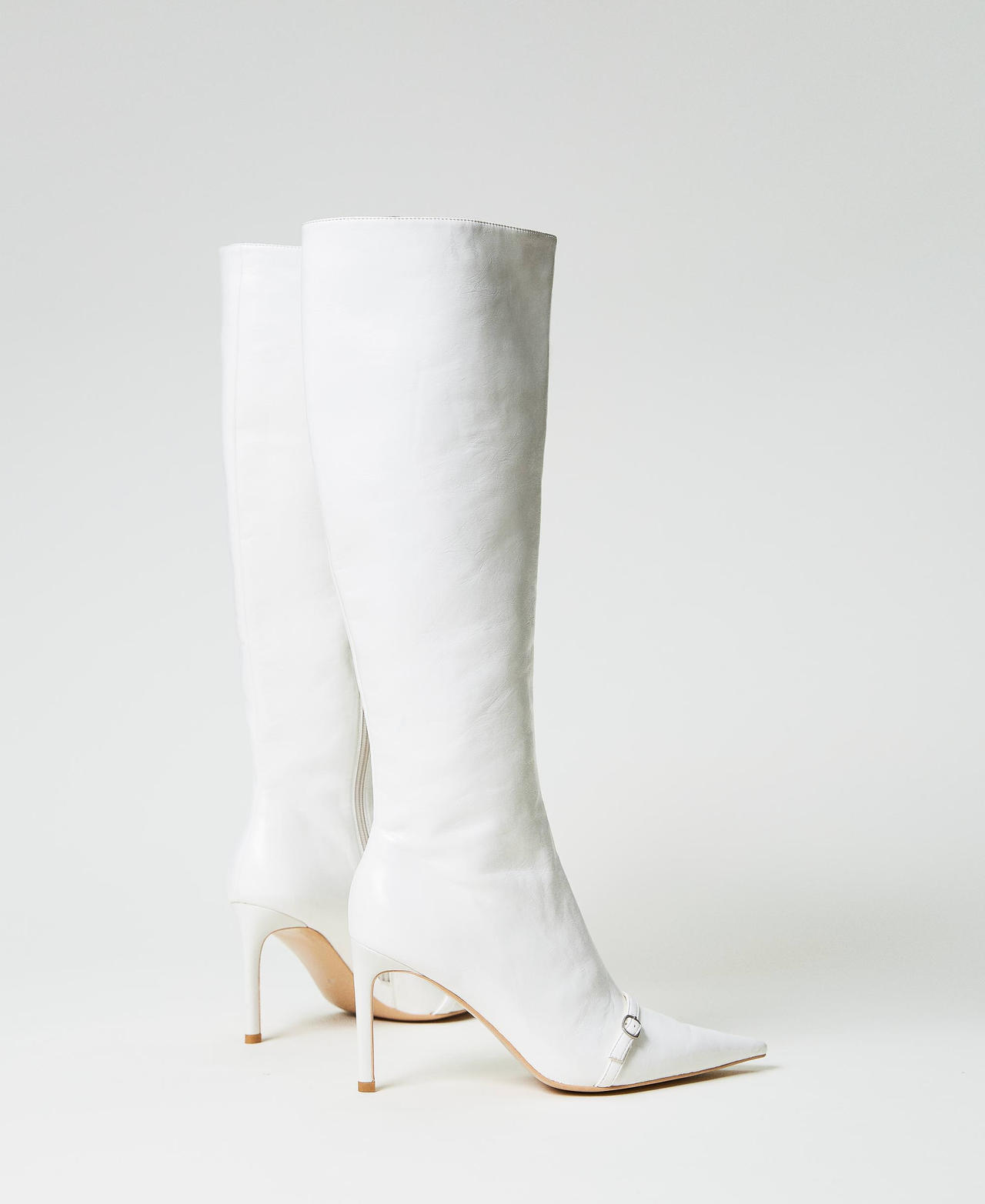 Bottes à talons avec bride Femme, Blanc | TWINSET Milano