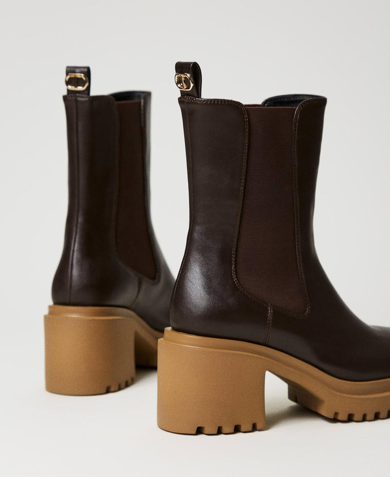 Chelsea boots with heel Woman, Brown | TWINSET Milano