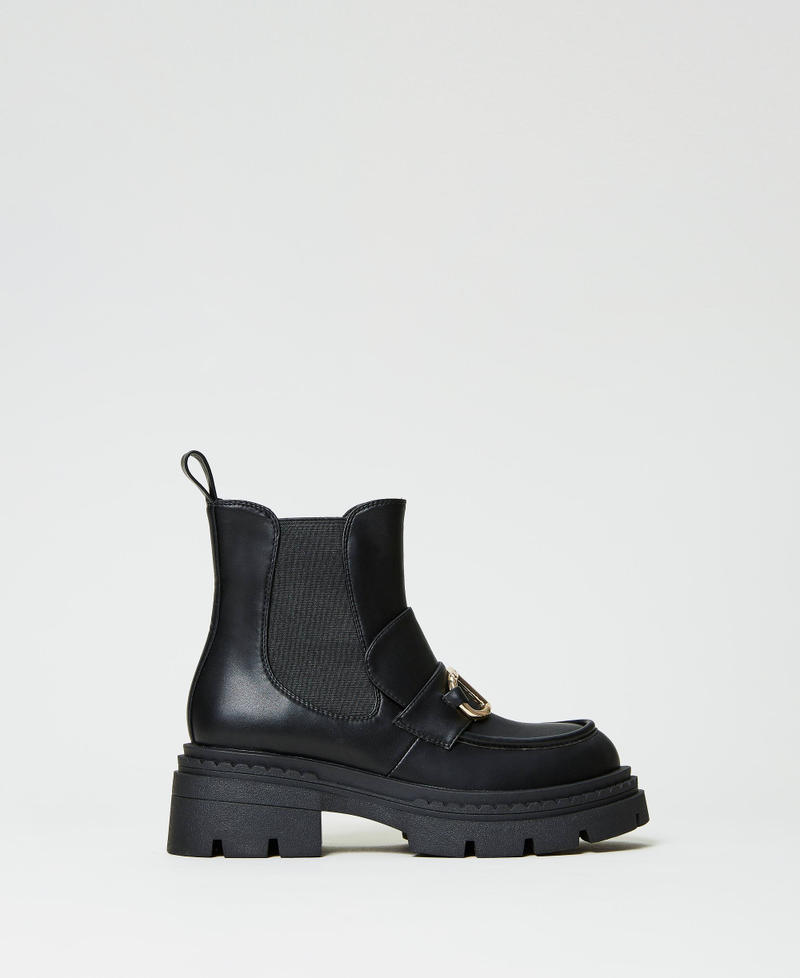 Chelsea boots with Oval T Woman, Black | TWINSET Milano