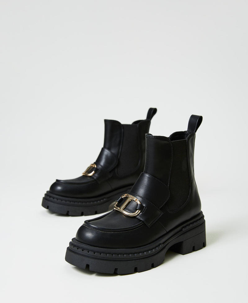 Chelsea boots with Oval T Woman, Black | TWINSET Milano
