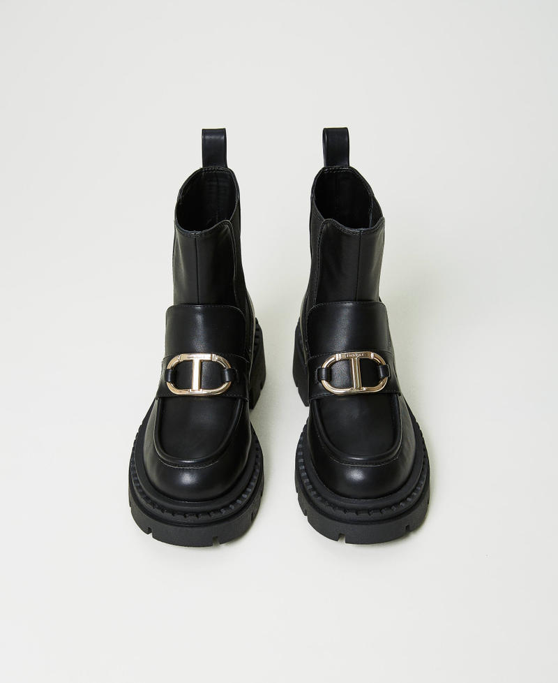 Chelsea boots with Oval T Woman, Black | TWINSET Milano