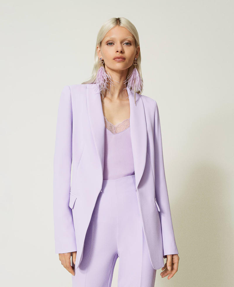 Giacca blazer in crêpe cady Donna, Viola | TWINSET Milano