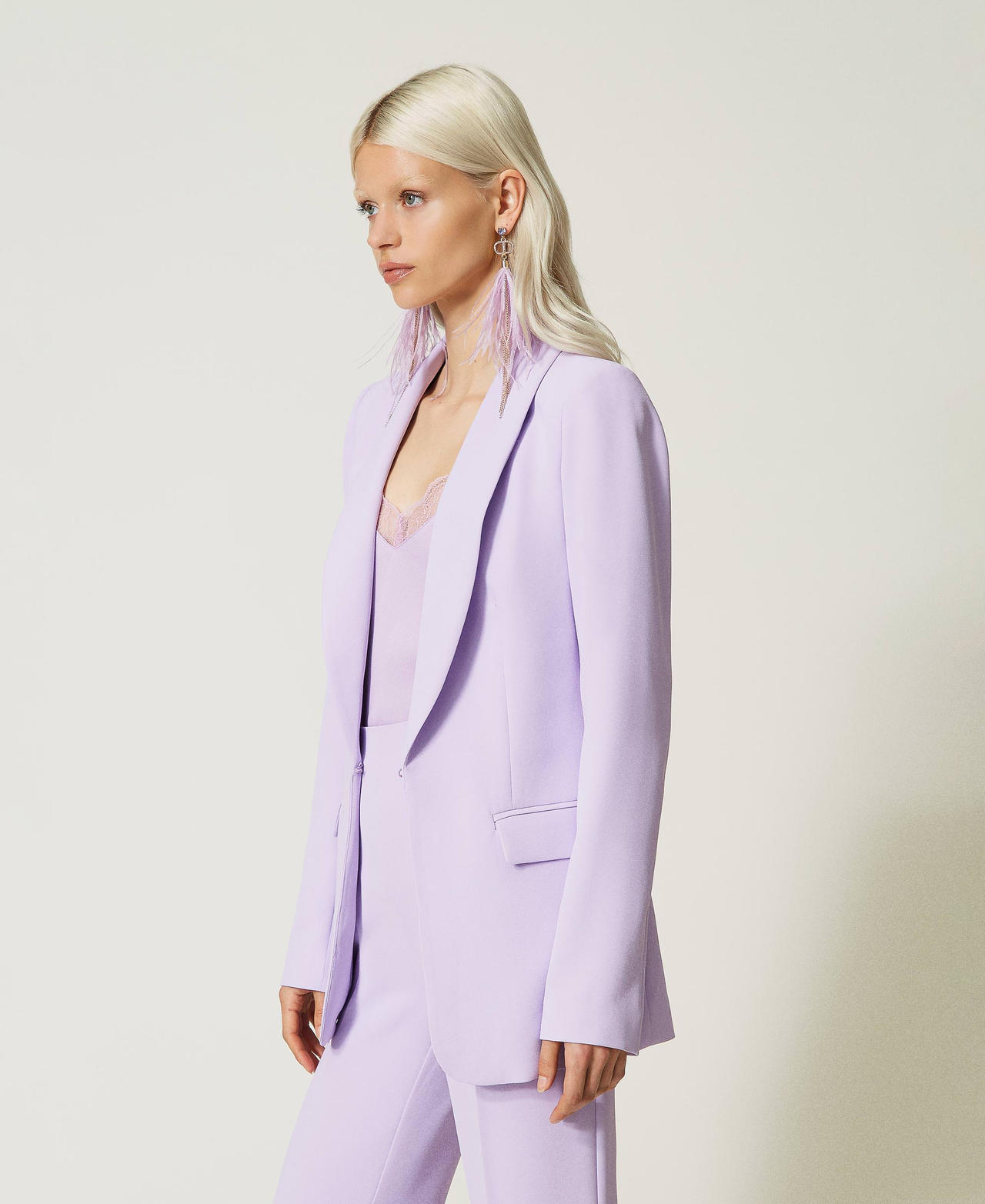 Giacca blazer in crêpe cady Donna, Viola | TWINSET Milano